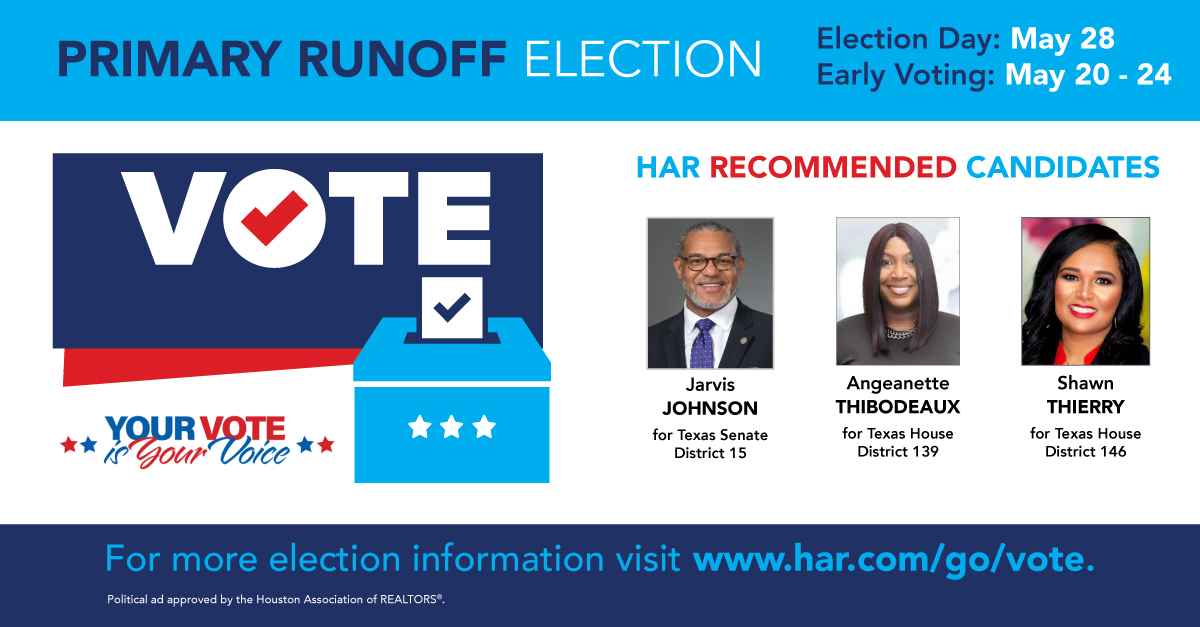 May 28 Primary Runoff Elections | HARConnect.com
